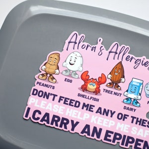 Customized Food Allergy Label Kid School Allergies Sticker Lunch Box ...