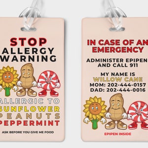 Custom Allergy Daycare List Allergy Warning Peanut Allergy Backpack ...