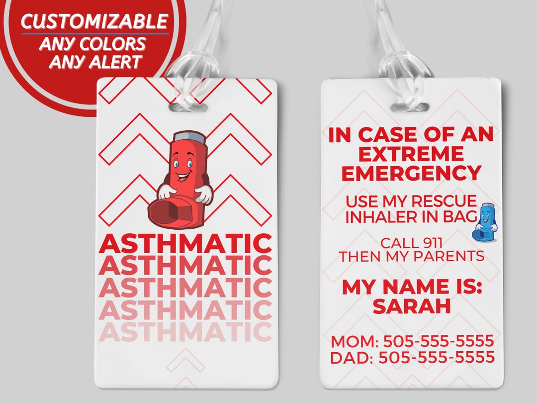 Asthma Inhaler Bag Tag Asthma Awareness I Have Asthma Inhaler Inside ...