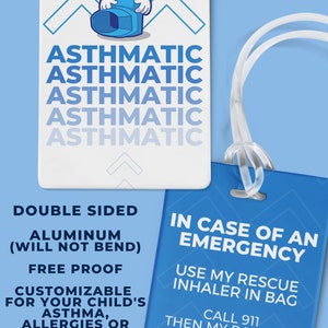 Asthma Alert ID Card Custom Luggage Tag Asthmatic Medical Bag Tag ...