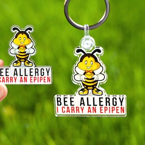 Bee Allergy I Carry an Epipen Allergies Awareness Medical Alert Pin ...