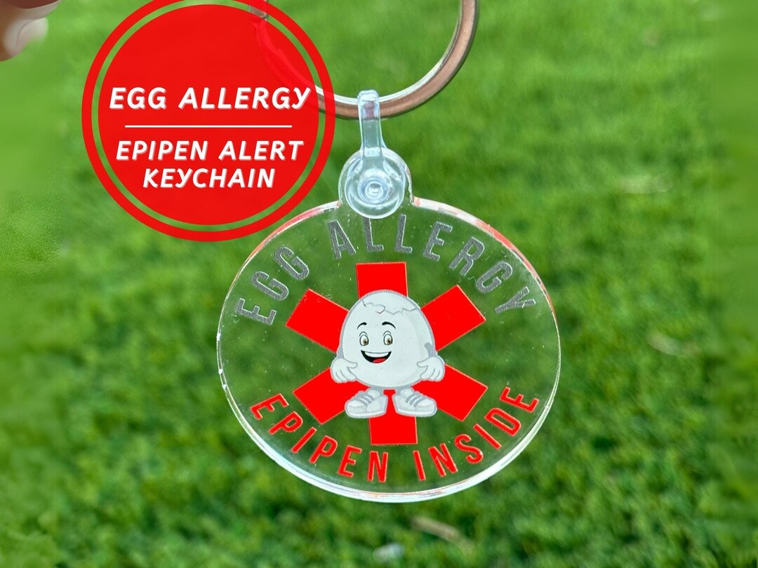 Egg Allergy Epipen Inside Keychain Food Allergies Awareness Alert Tag ...