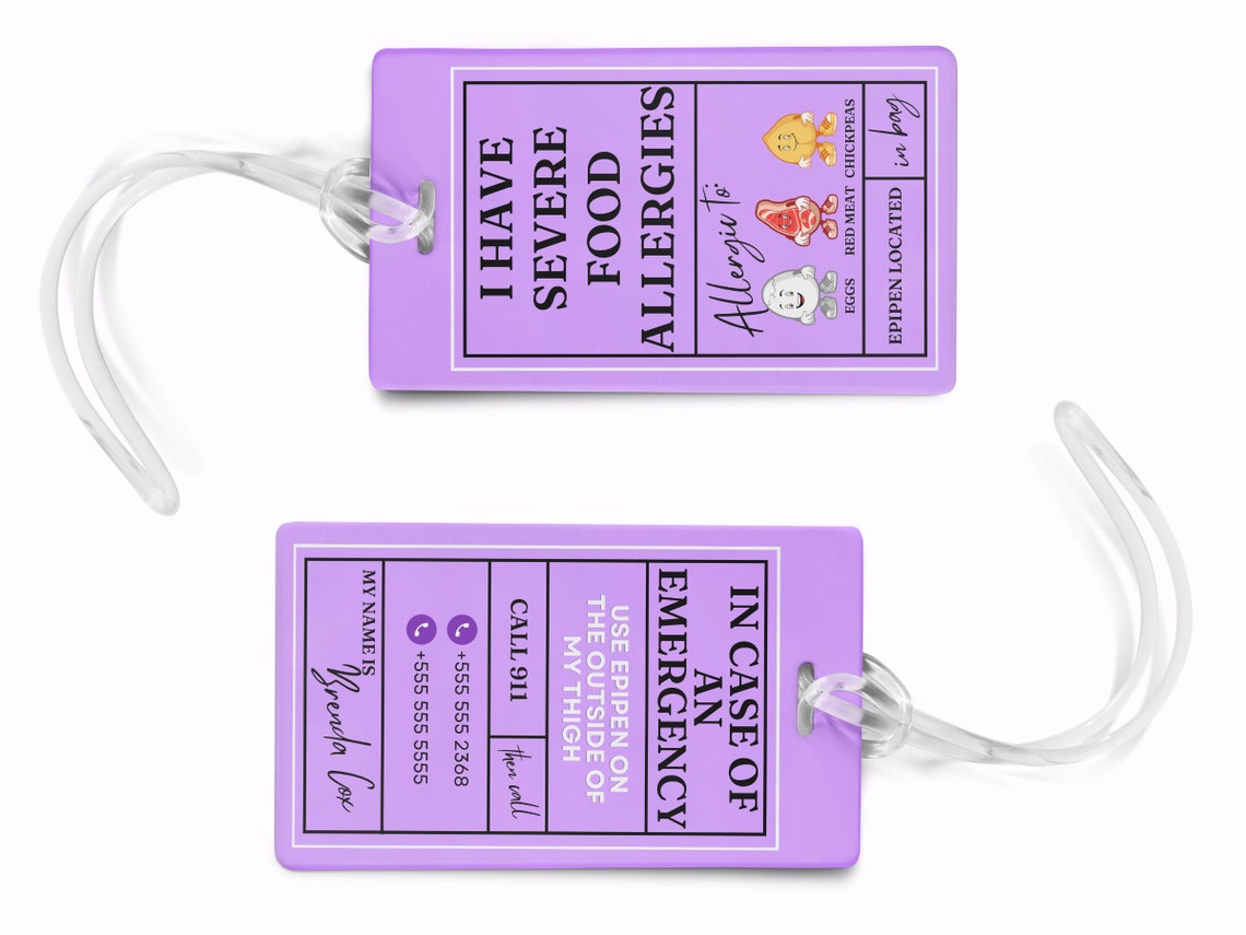Personalized Medical Alert ID Tag Epi-pen Inside Tag Food - Etsy