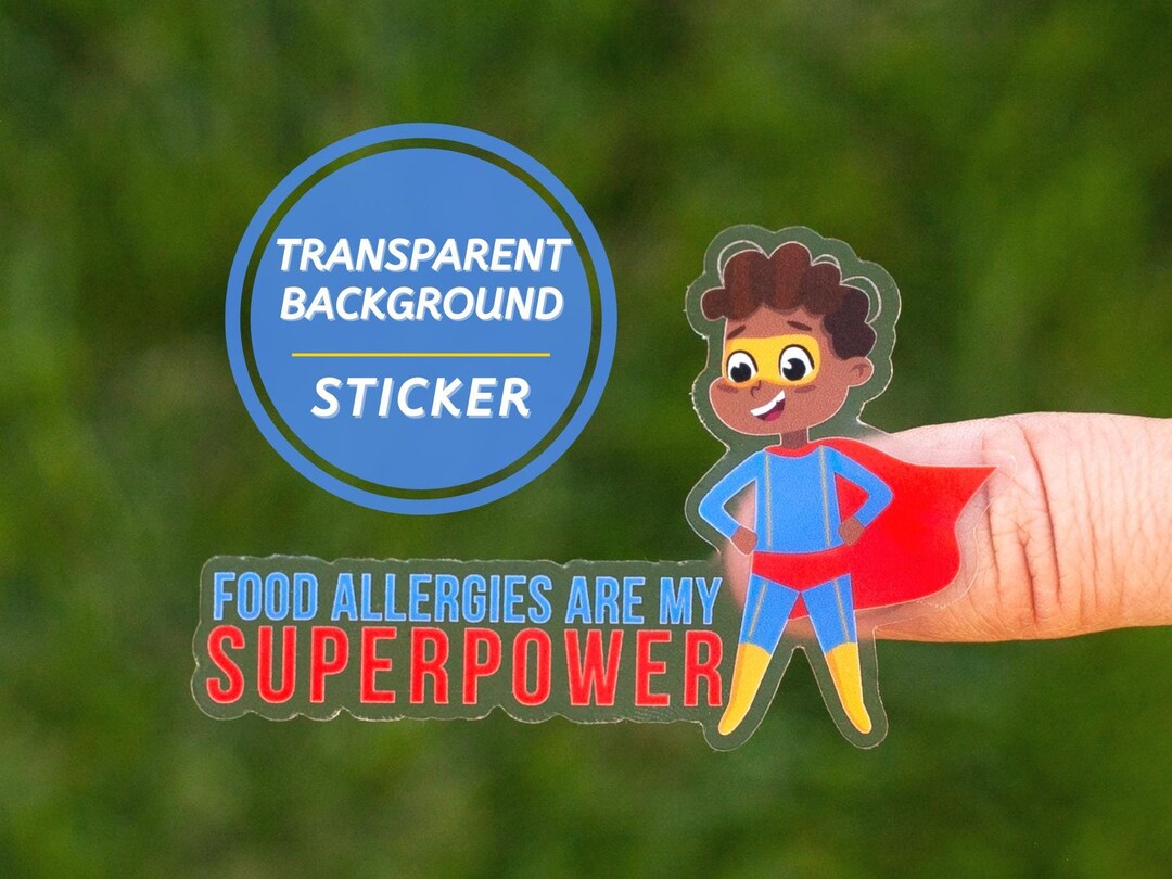 Food Allergy Warning Super Hero Sticker Allergic Anaphylactic Food ...
