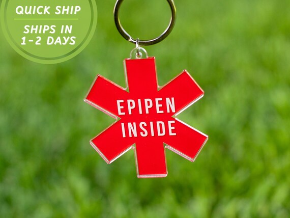 Epipen Inside Tag Red Medical Alert Severe Food Allergy - Etsy