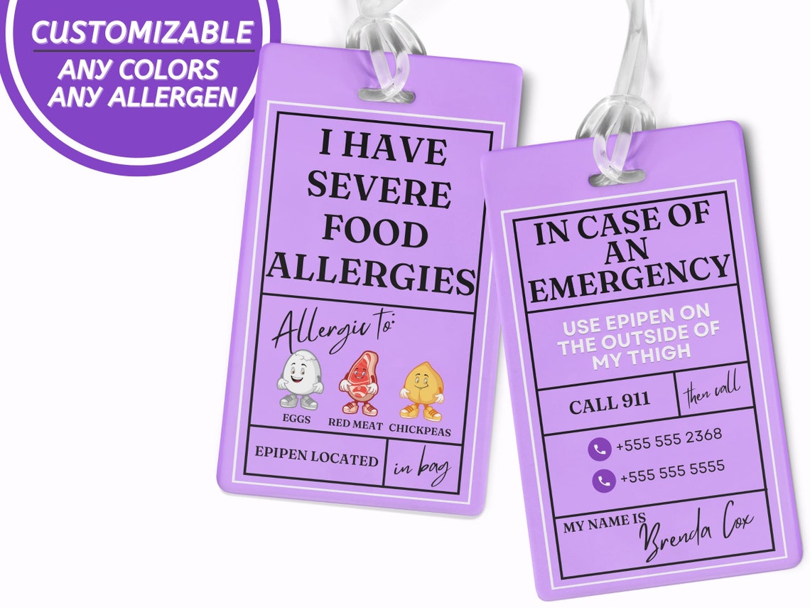 Personalized Medical Alert ID Tag Epi-pen Inside Tag Food - Etsy