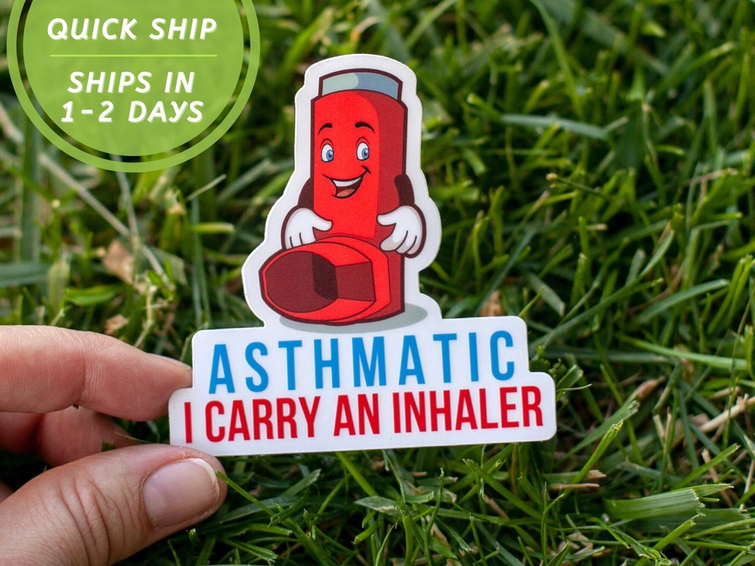 Asthmatic I Carry an Inhaler Red Clear Vinyl Stickers 3x3 , Not Easy ...