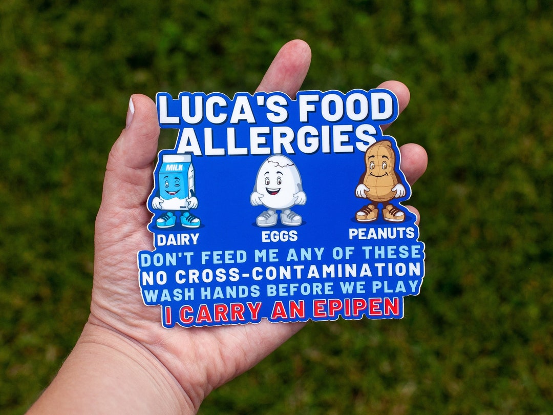 Food Allergy Stickers Custom Lunch Box Label School Children Allergy ...
