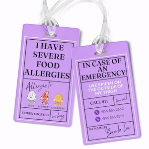 Personalized Medical Alert ID Tag Epi-pen Inside Tag Food Allergy Alert ...