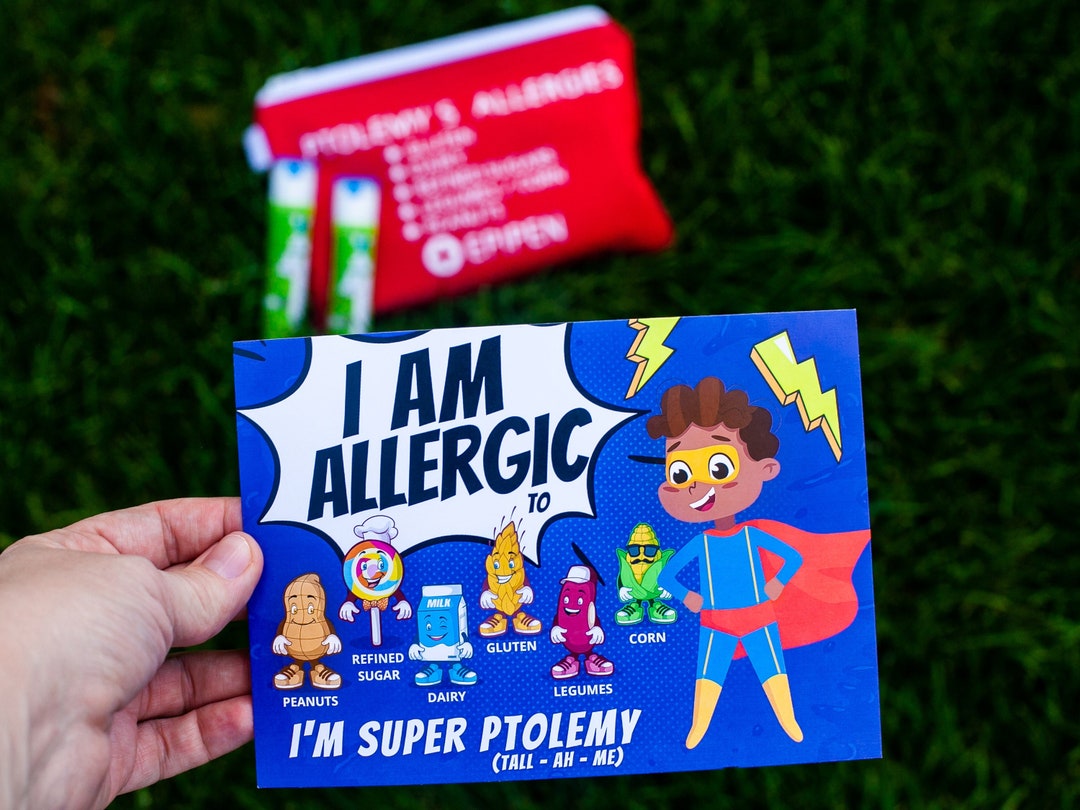 Food Allergy Cards Customizable Superhero Restaurant Card Caregiver ...