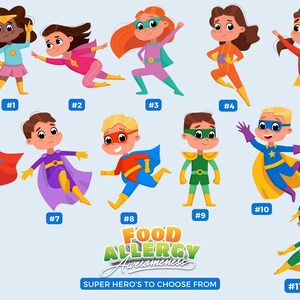 Customizable Food Allergy Safe Snack Card Super Hero Theme Allergic ...