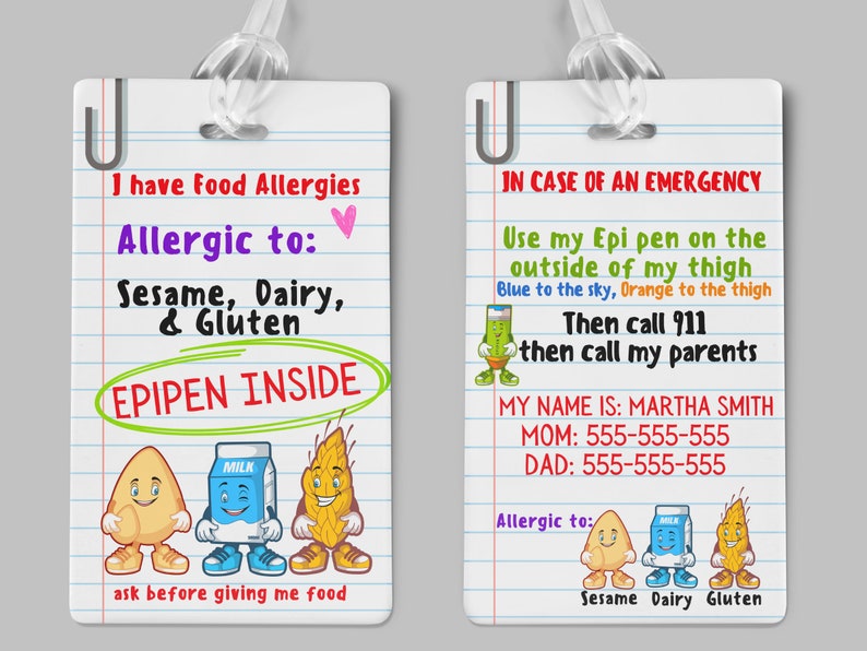 Personalized Allergy Tag Food Allergy Alert Backpack Tag - Etsy