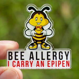 Bee Allergy I Carry an Epipen Allergies Awareness Medical Alert Pin ...