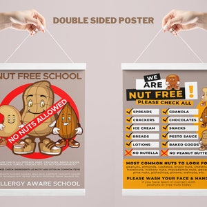 Food Allergy Sign Nut Free Zone Poster Peanut Free School Peanut ...