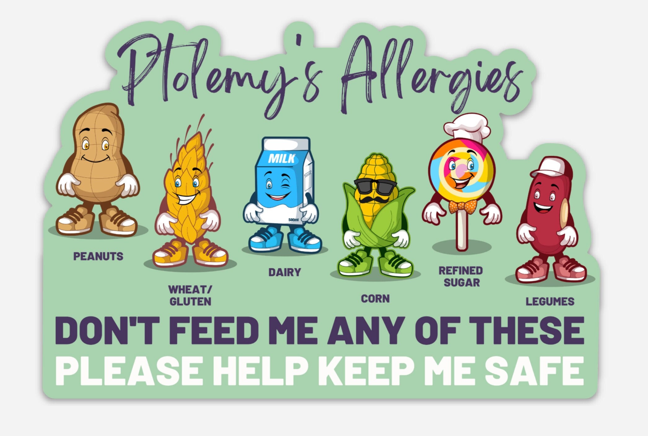Custom Food Allergy Stickers for Lunch Boxes Labels for School - Etsy
