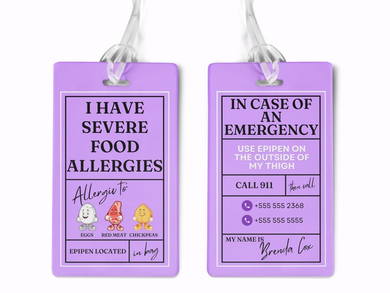 Personalized Medical Alert ID Tag Epi-pen Inside Tag Food - Etsy