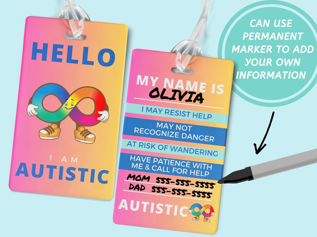 Personalized Autism Alert Autism Awareness Personalized Tag Medical ...