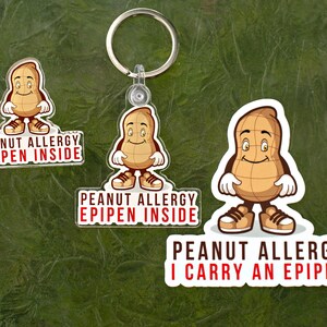 Severe Peanut Allergy Carry Epipen Keychain Food Allergies Awareness Bag Medical Alert Tag ...