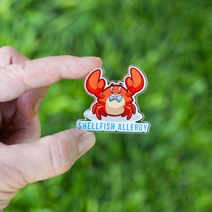 Shellfish Allergy Keychain Pin Sticker Food Allergy Alert Stocking ...