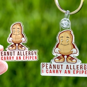Severe Peanut Allergy Carry Epipen Keychain Food Allergies Awareness Bag Medical Alert Tag ...