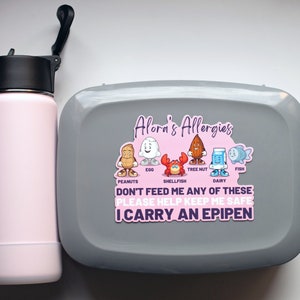 Customized Food Allergy Label Kid School Allergies Sticker Lunch Box ...