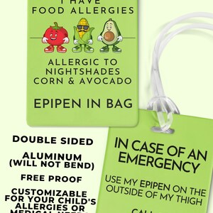 Allergy ID Tag Emergency Contact Information Allergy Alert Allergy ...