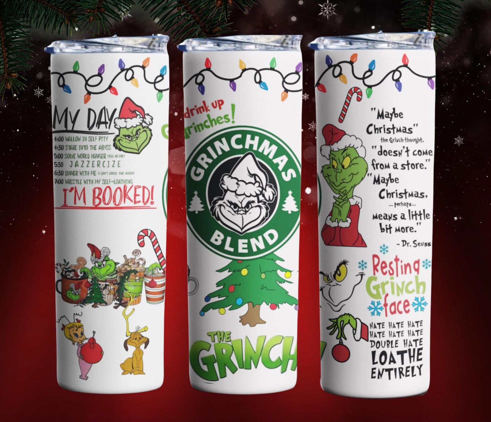 Grinchmas Blend, Grinch Christmas Tumbler, Famous Grinch Quotes, Grinch ...