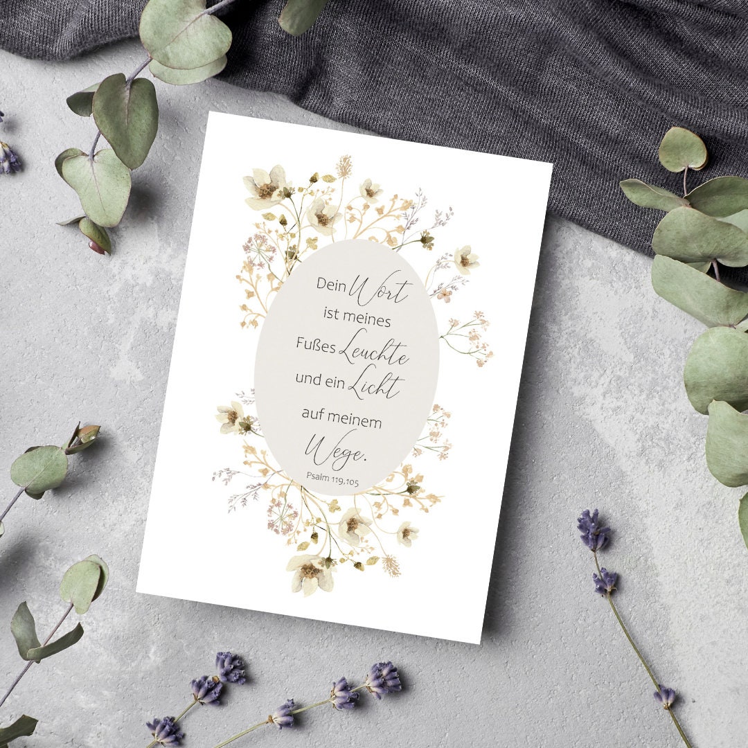 Postcard Card With Bible Verse Christian Postcard Psalm 119,105 - Etsy