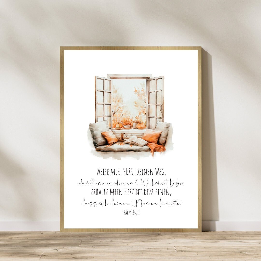 Christian Poster Psalm 86:11 Poster for Living Room DIN A3 and A4 ...