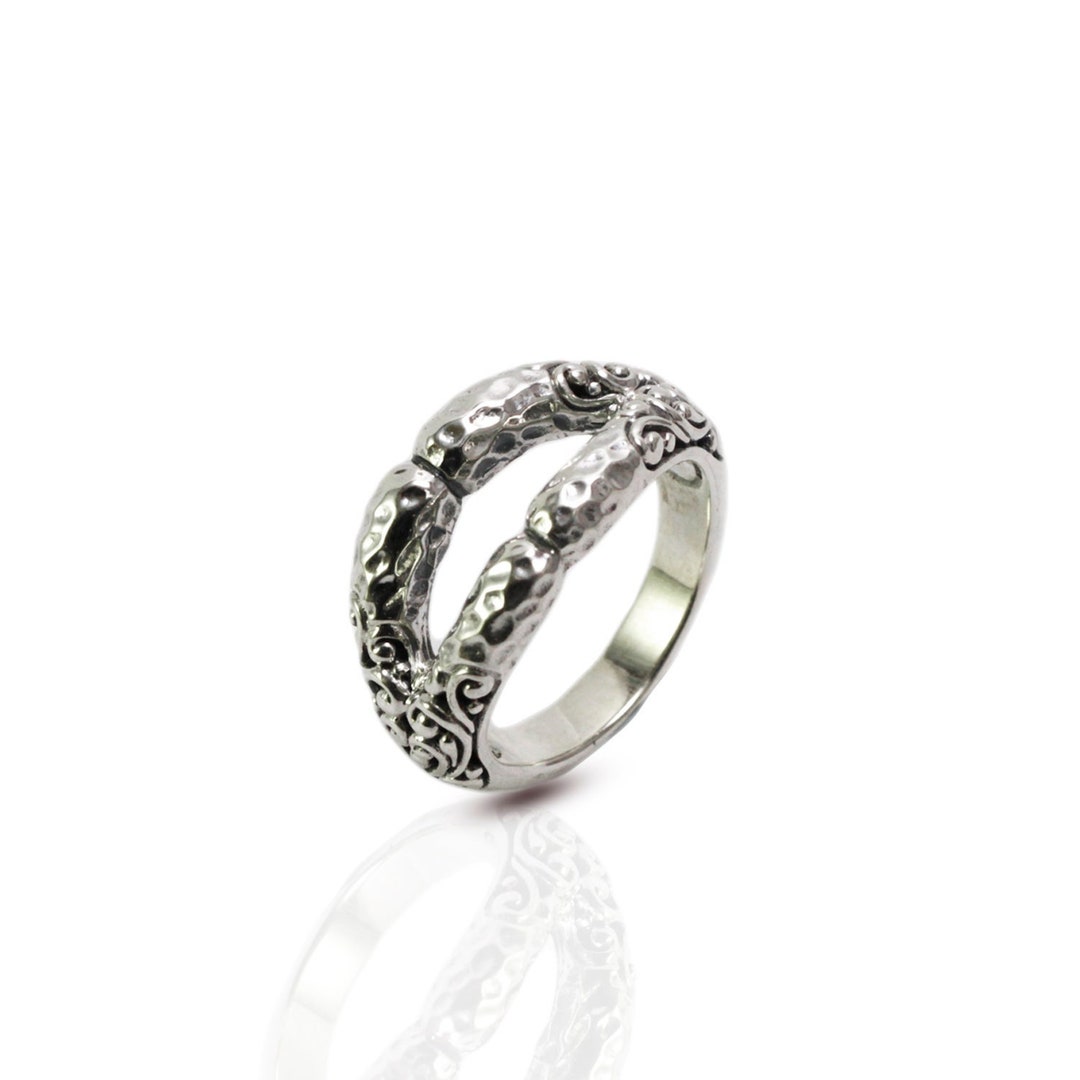 Wishbone Ring 925 Sterling Silver Decorated With Filigree Carving and ...