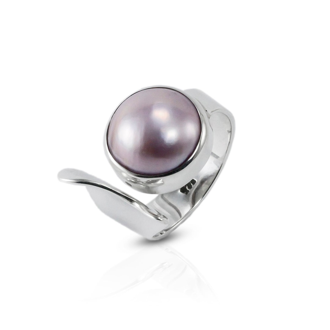 Pink Mabe Pearl Ring Set in 925 Sterling Silver Handmade Bezel ...