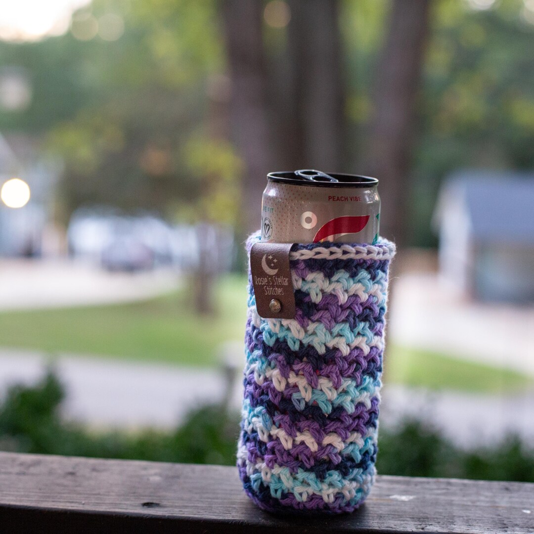 Crochet Skinny Can Cozie | Energy Drink Beer Bottle Koozie | Fits 12oz ...
