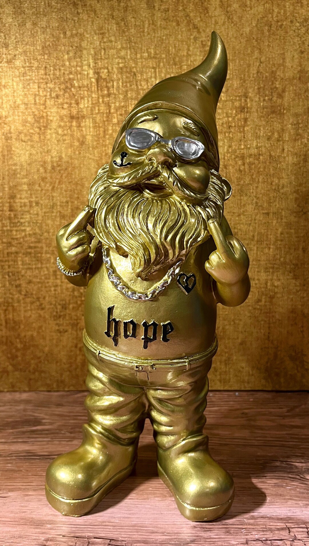 Garden Gnome Rocker With Tattoos and Middle Finger, Hand-painted and ...