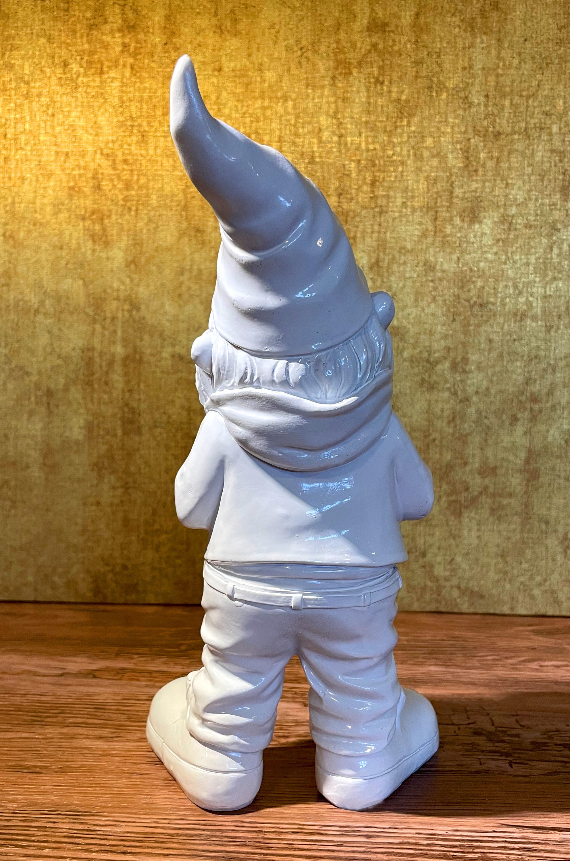 Garden Gnome With Peace Chain, White-gold Edition, Hand-painted and ...