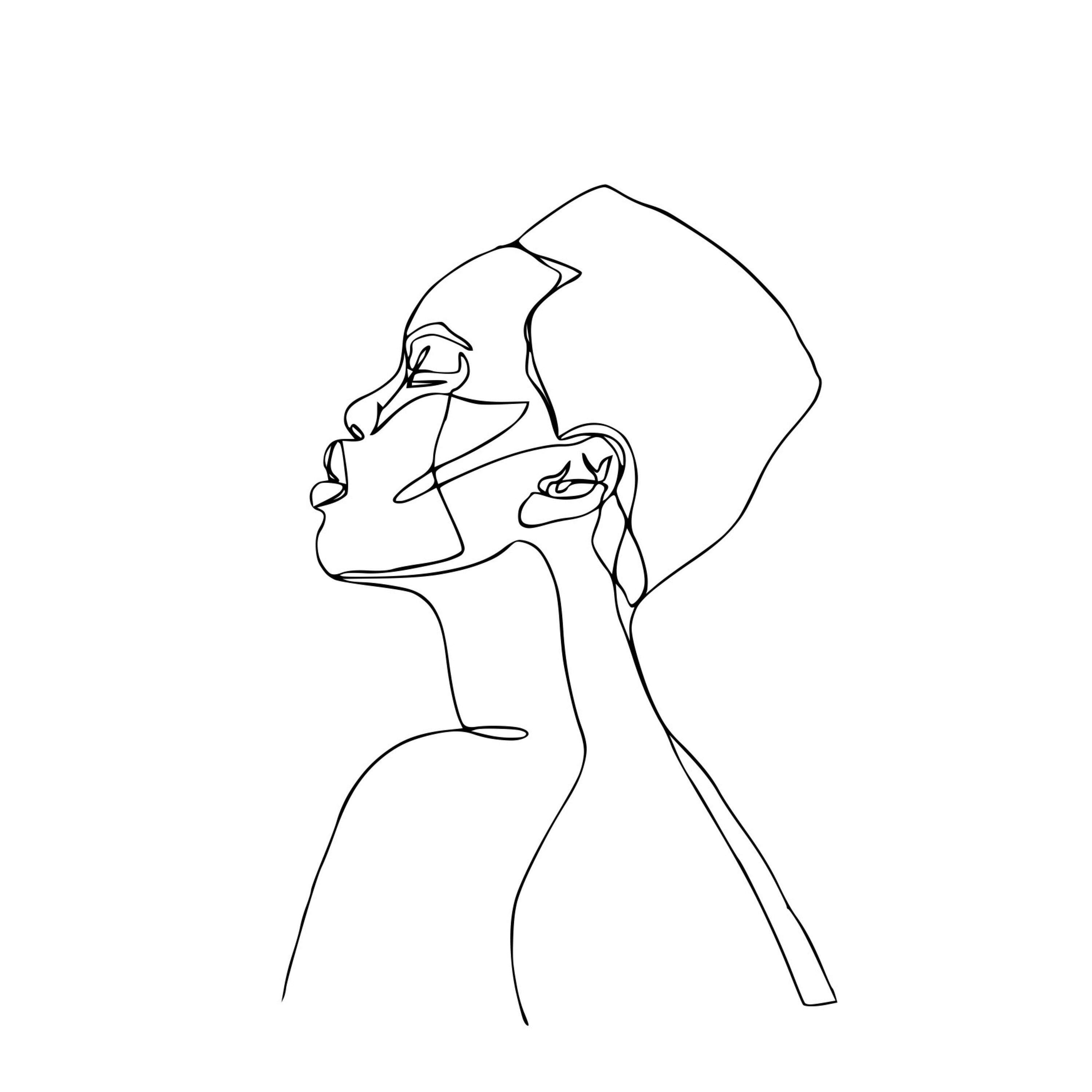 Black Woman Line Art Print, Minimalist Portrait (digital Download) - Etsy