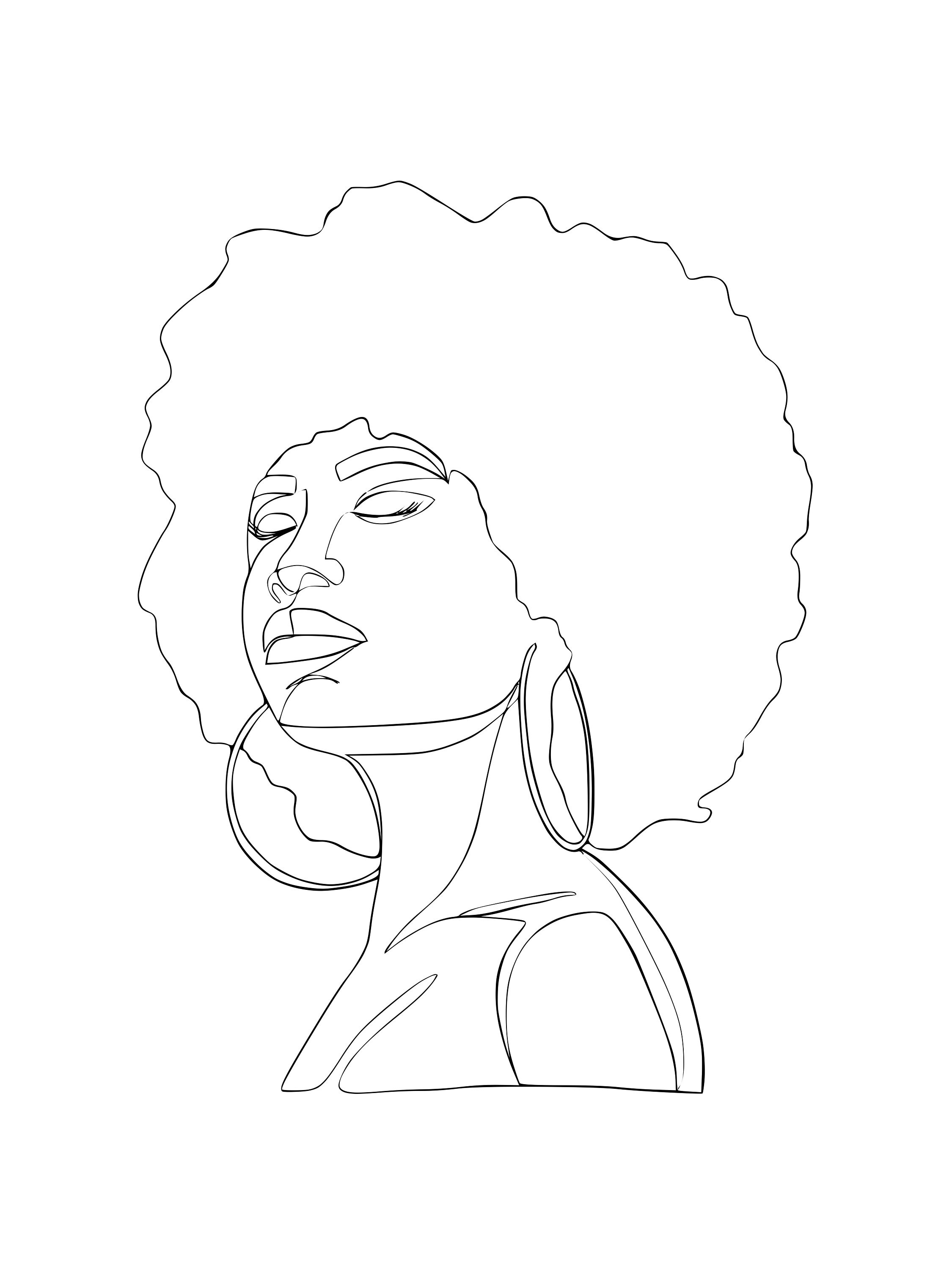 Minimalist Black Woman Line Art Portrait (digital Download) - Etsy