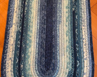 Oval Jelly Roll Rug,small New Quilted Vintage Style Rag Rug,19”x34 ...