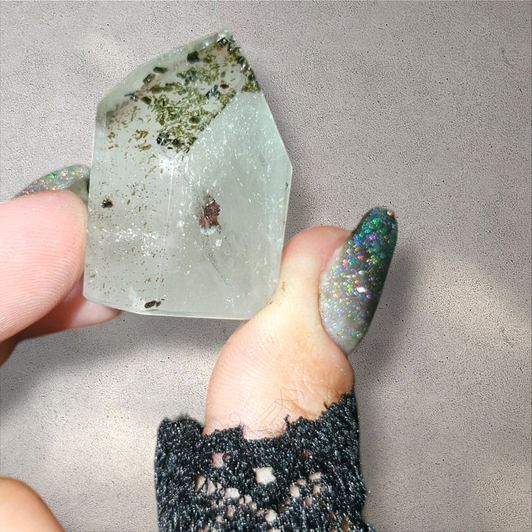 Messina Mine Polished Quartz Tower W Epidote Inclusion & Hematite - Etsy