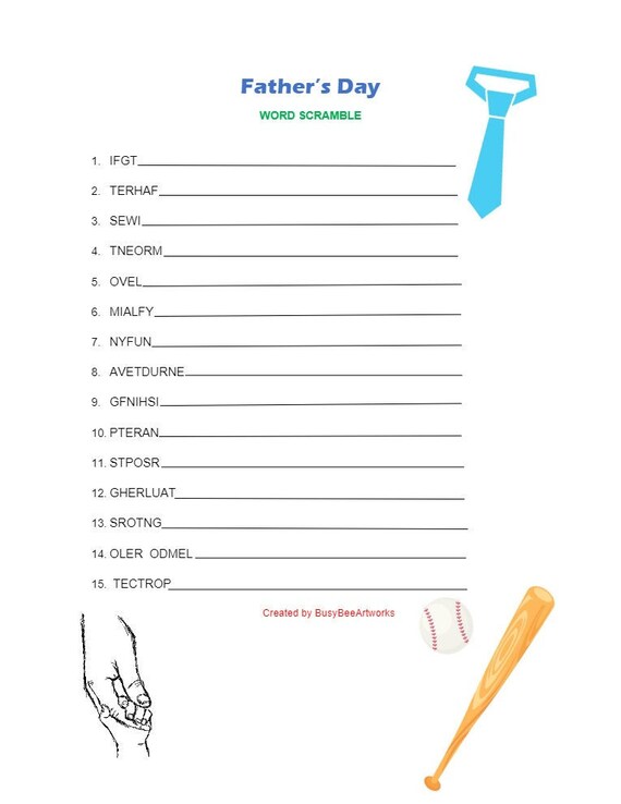 Father's Day Scramble Word | Etsy