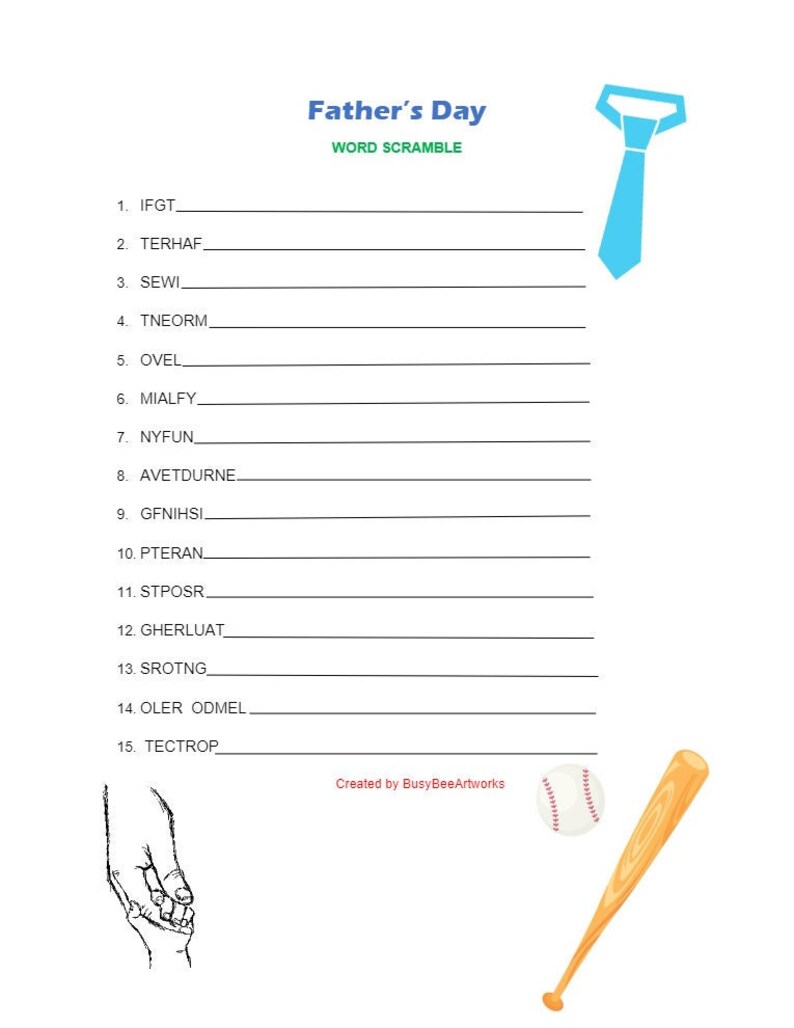 Father's Day Scramble Word - Etsy