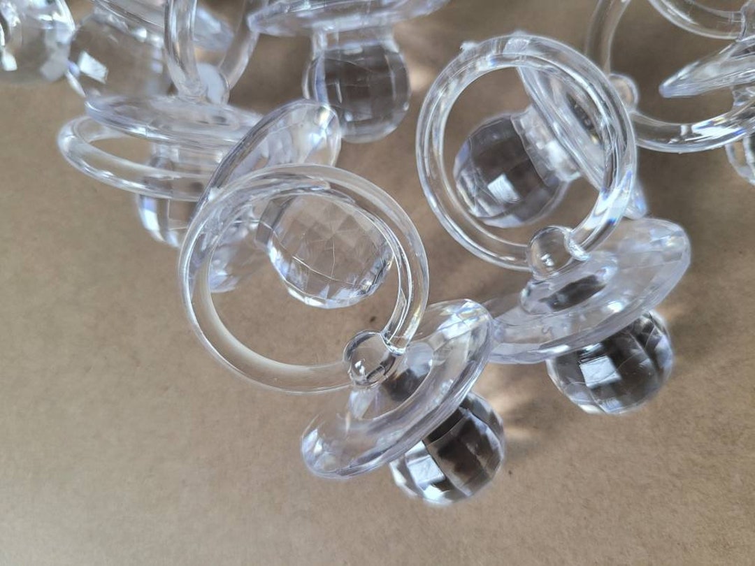 24 Pcs Baby Shower Clear Pacifiers Diamond Shape Cut Plastic Baby ...