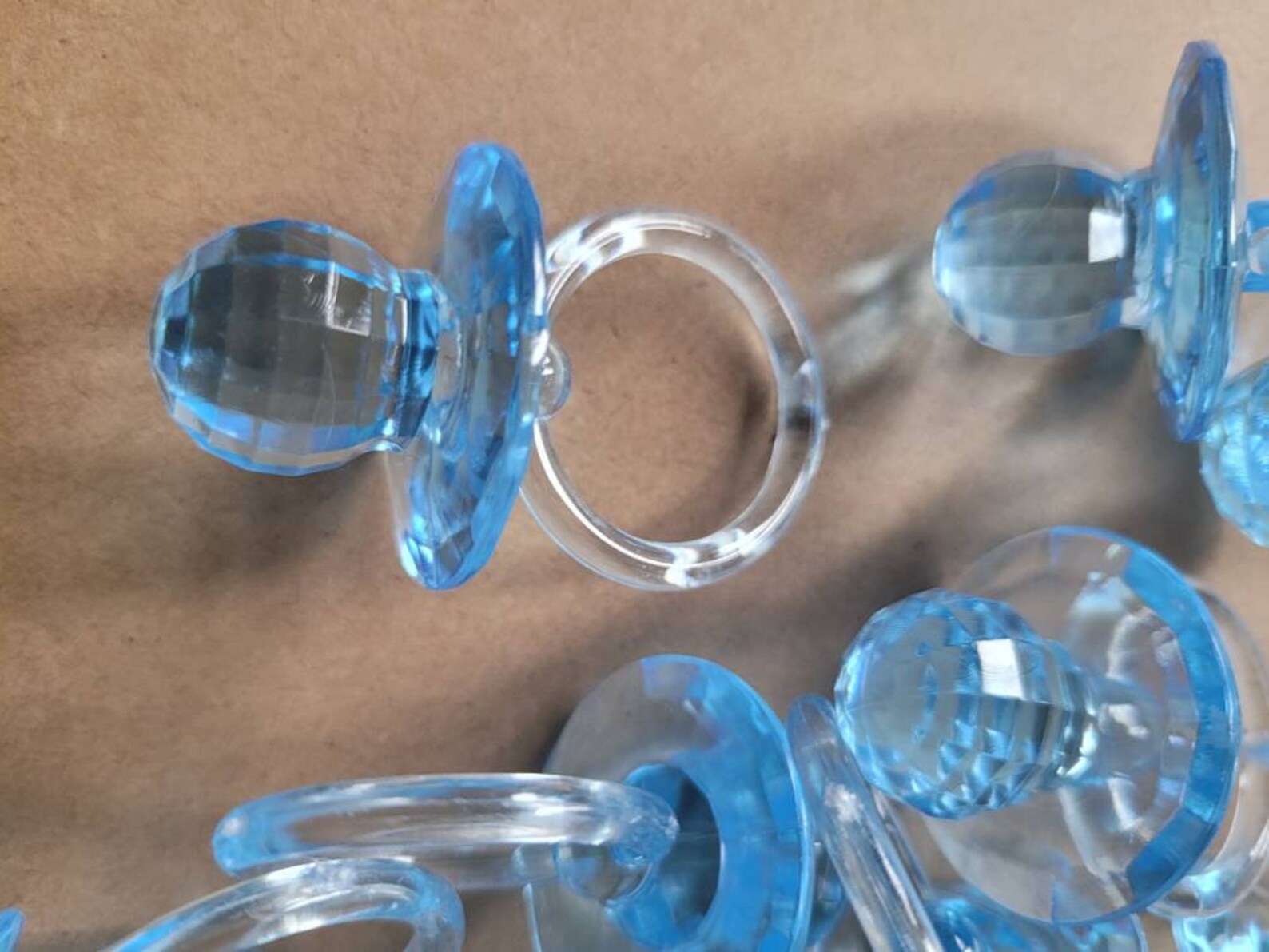 24 Pcs Baby Shower Clear Pacifiers Diamond Shape Cut Plastic Baby ...