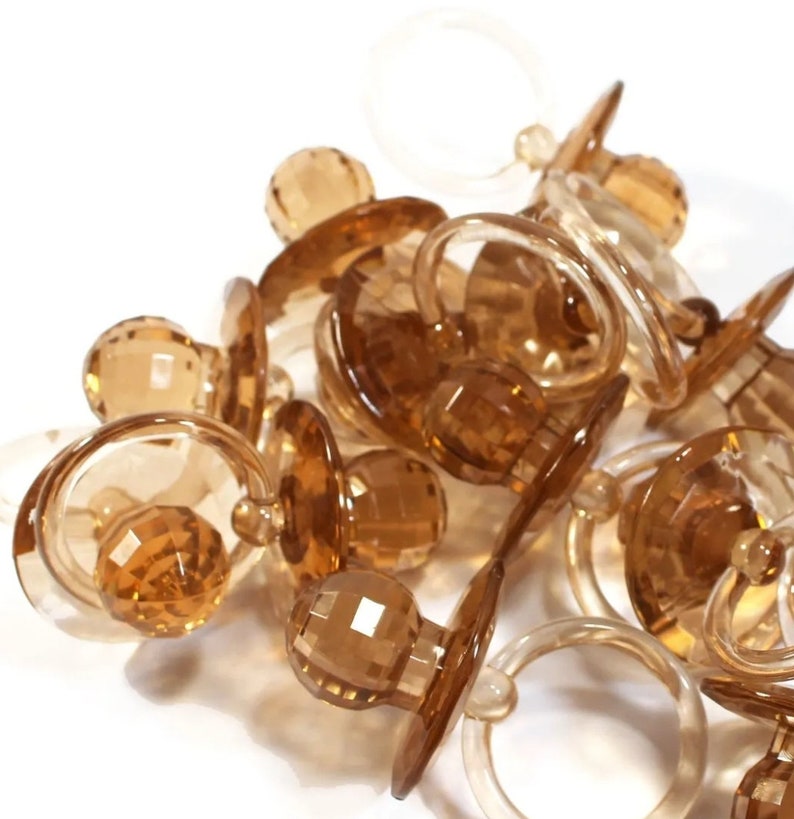 24 Pcs Baby Shower Brown Pacifiers Diamond Shape Cut Plastic Baby ...