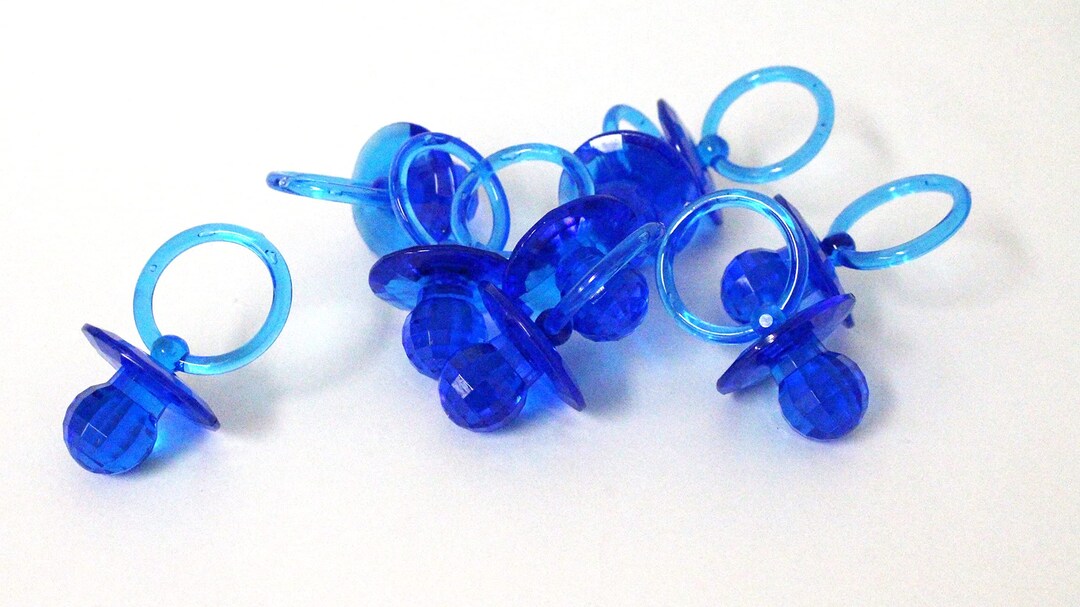 24 Pcs Baby Shower Royal Blue Pacifiers Diamond Shape Cut Plastic Baby ...