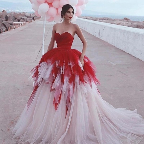 Red Gothic Wedding Dress - Etsy