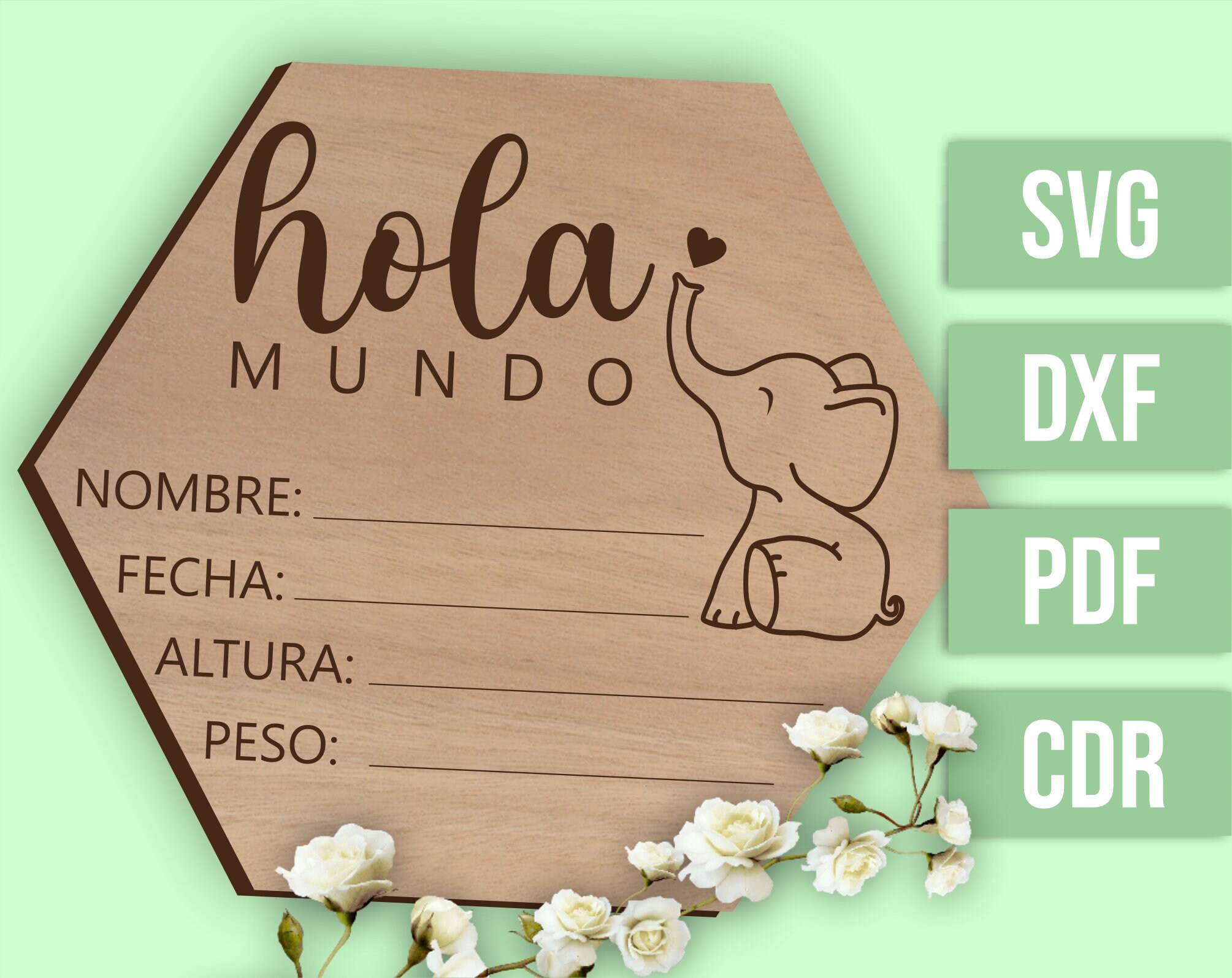Baby Milestone Cards SVG – Spanish Elephant Design – Laser Engraved ...