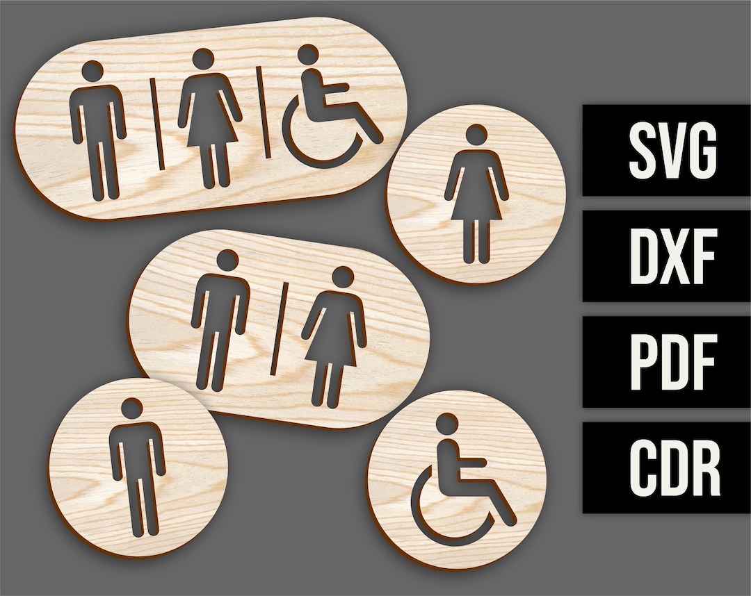 Laser Cut File - Bathroom / Toilet Signs Set - Etsy