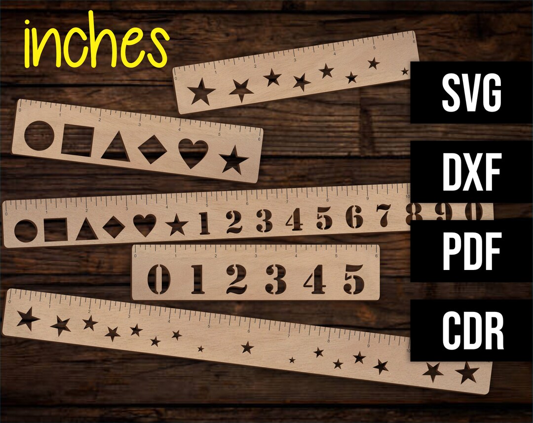Laser Cut Digital File - Set of 5 Shape Rulers Imperial 12 & 6 Inch - Etsy