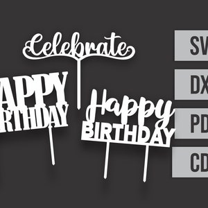 Laser Cut Digital File - Set of 3 Birthday Cake Toppers - Etsy
