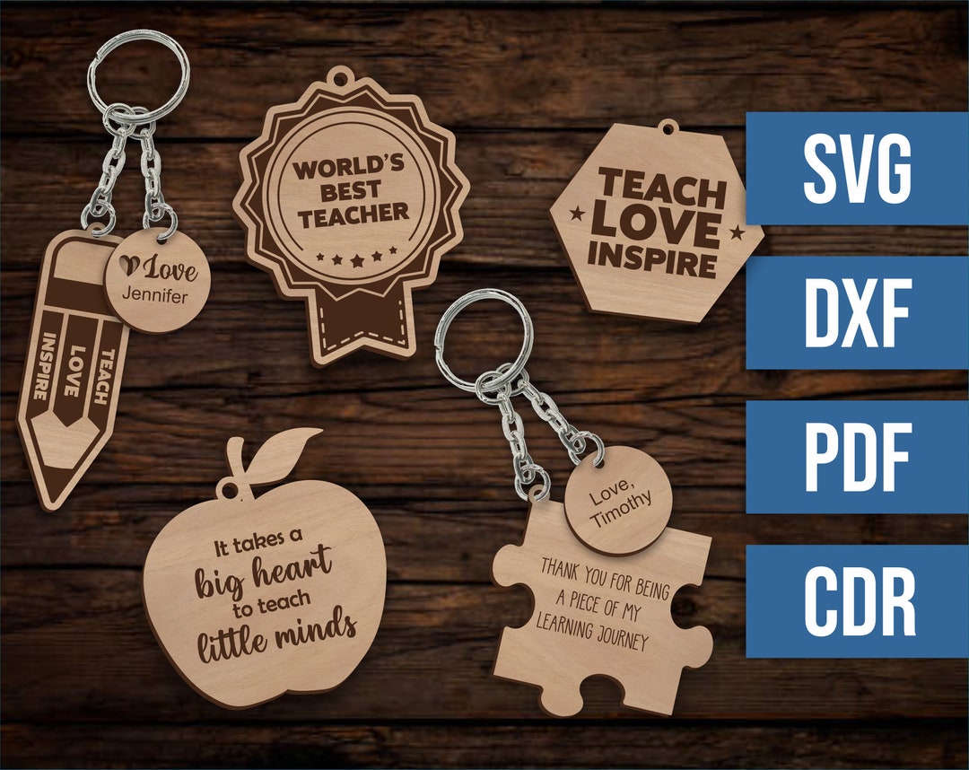 Laser Cut Digital File - Set of 5 Teachers' Keyrings - Etsy